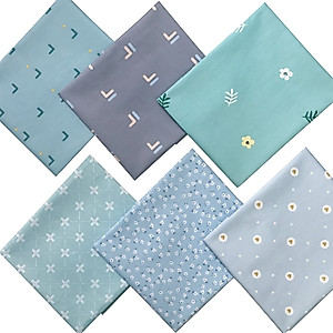 Misscrafts 6pcs Cotton Craft Fabric Bundle Squares Fat Quarters Quilting Fabric 18" x 22" for Sewing Crafting Patchwork DIY Scrapbooking (Blue)