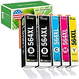 Limeink 5 Pk Remanufactured 564XL New Generation Ink Cartridges Set (1 Black 1 Photoblack 1 Cyan 1 Magenta 1 Yellow) for HP Photosmart 5520 5510 6520 6510 7510 7515 7520 7525 B8550 C5300 Printers