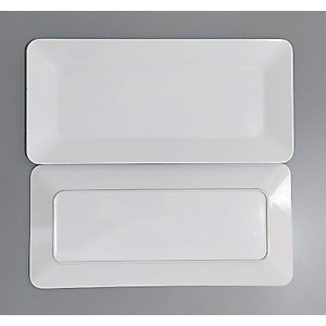 KX-WARE 17-inches Melamine Serving Platters/Rectangular Trays for Party | Set of 2 White, Dishwasher Safe, BPA Free
