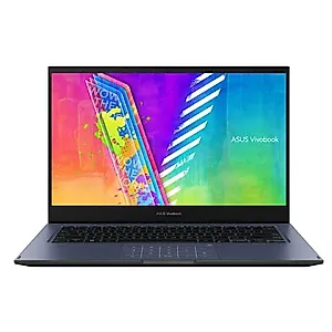 ASUS VivoBook Go 14 Flip 2-in-1 Touch Laptop - 2022 Model: Thin, Light, and Versatile with Intel Celeron Processor, 4GB RAM, 64GB eMMC, Intel HD Graphics, HD Webcam, Quiet Blue, Windows 11 S, and Bonus 128GB USB Card.