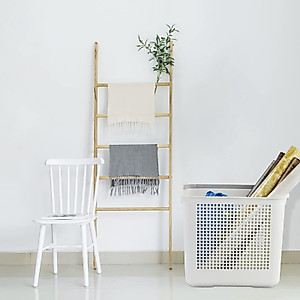 Lesbin 35 L Plastic Laundry Storage Basket, White Laundry Hamper with Handle, 4-Pack