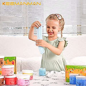 2 Pack Cloud Slime Kit with Red Watermelon and Mint Charms, Scented DIY Slime Supplies for Girls and Boys, Stress Relief Toy for Kids Education, Party Favor, Gift and Birthday