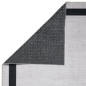 Machine Washable Area Rug with Non Slip Backing & Stain Resistant & Eco Friendly & Family and Pet Friendly - Everest Geometric Modern Bordered Creme & Black Design 5'4''x8'