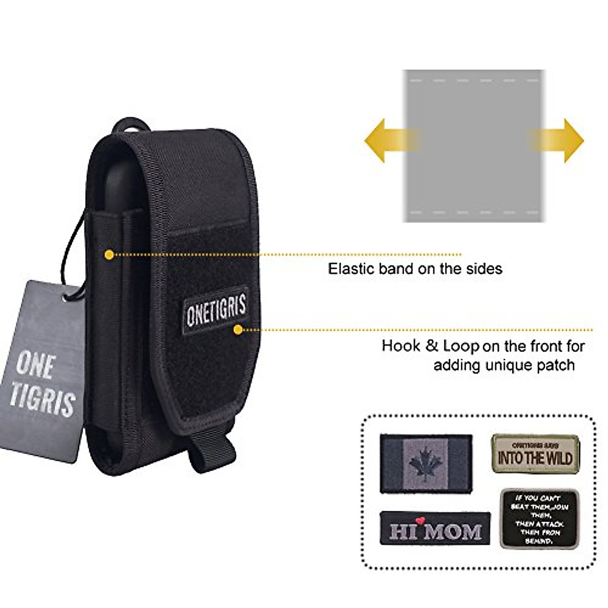 OneTigris Large Smartphone Pouch for 5.5"/6.1" Phone with Slim Survivor Case (Black)