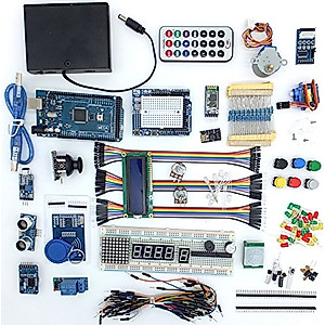 jdhlabstech MEGA 2560 Starter Kit Ultra (100% Open Source IDE Compatible) w/Battery Holder, Sensors, Modules, Resistor kit and Components (no Supply)