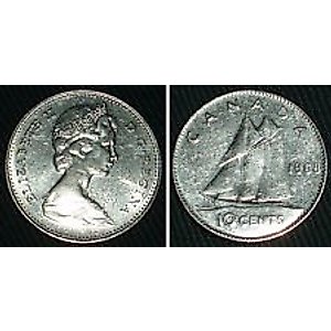 Canada 10 Cents 1968 Silver (.500) Coin - Elizabeth II 2nd portrait #2