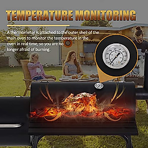 Charcoal Grills Outdoor BBQ Grill Offset Smoker with Wheels Side Fire Box Portable Barbecure Grill for Outdoor Cooking Backyard Camping Picnics,Black