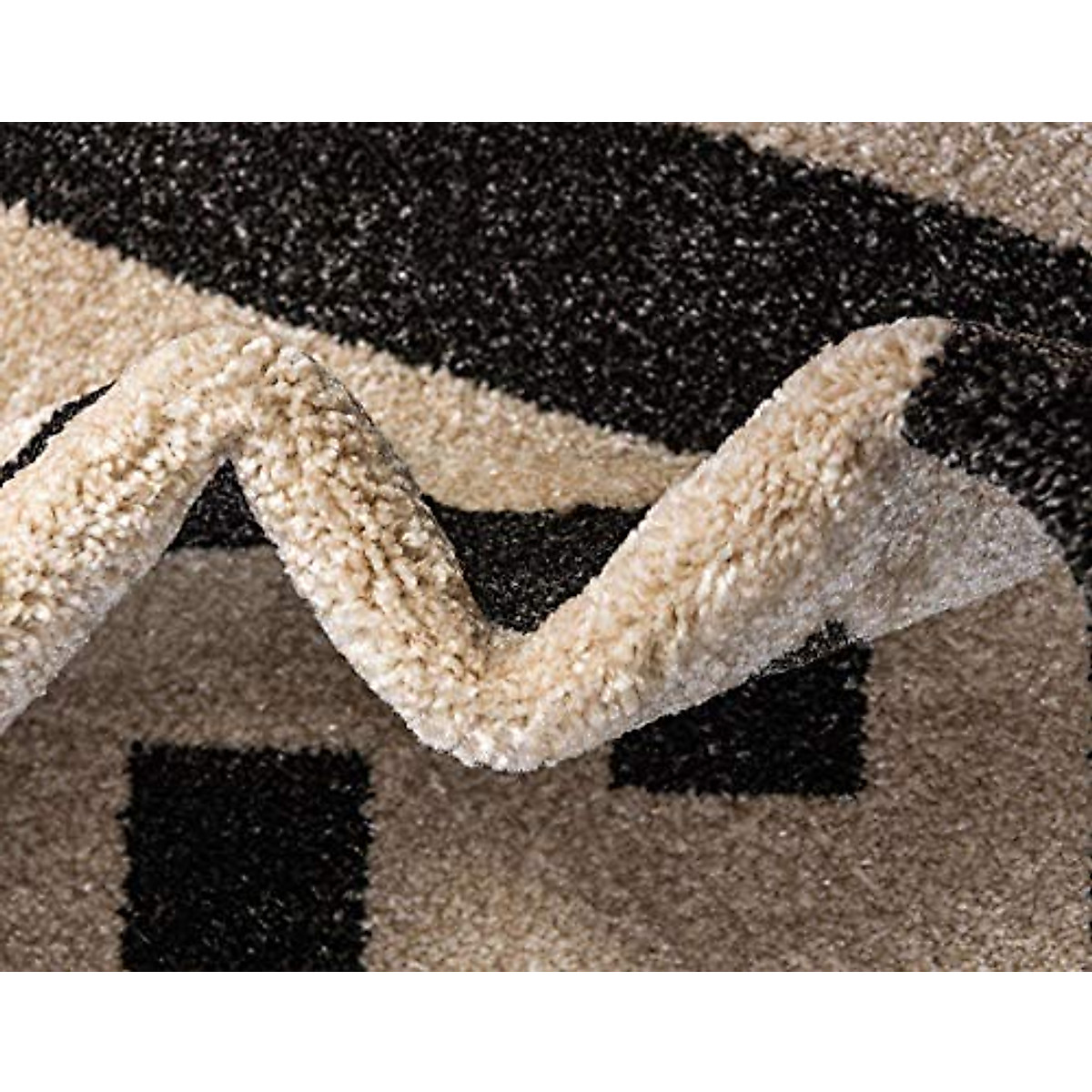 Unique Loom Athens Collection Classic Geometric Modern Border Design Area Rug, 9 ft x 12 ft, Black/Beige