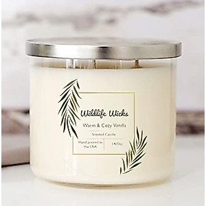 Warm and Cozy Candle | Vanilla, Cinnamon, and Cashmere, Winter Scented Soy Candles for Home | 14oz Clear Jar, 40+ Hour Burn Time, Made in the USA