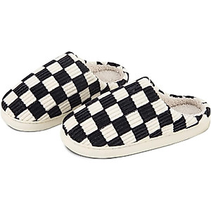 RaepperHan Checkered House Slippers for Women Men, Plaid Scuff Slides Women Cozy Memory Foam Slipper, Slip-on Shoes Indoor Outdoor with Non-slip