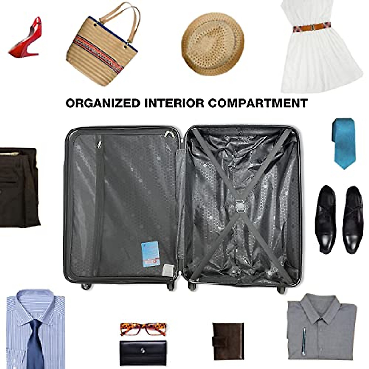 Troyesko Hard Shell Luggage Sets Clearance Travel Suitcases with Wheels Lightweight Durable ABS Unisex Adults Carry on Luggage Maletas De Viaje with TSA Lock 3-Piece 20/24/28 Black Local Warehouse