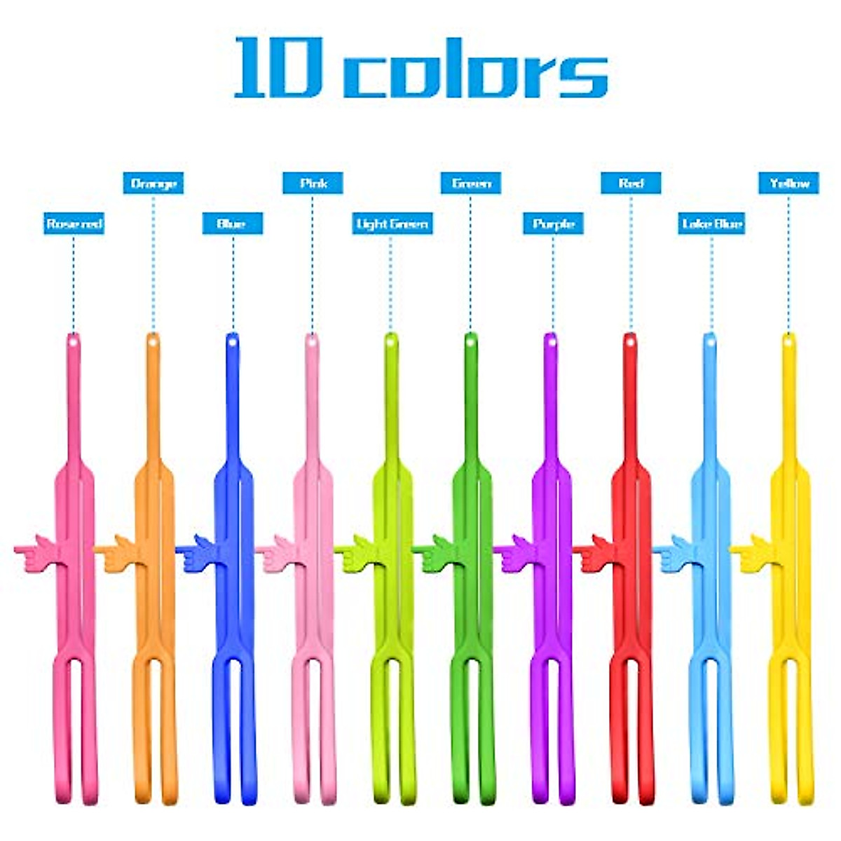 Silicone Finger Bookmarks, 10 pcs Silicone Finger Point Bookmarks Elastic Book Mark Strap Home School Office Supply for Adults and Kids