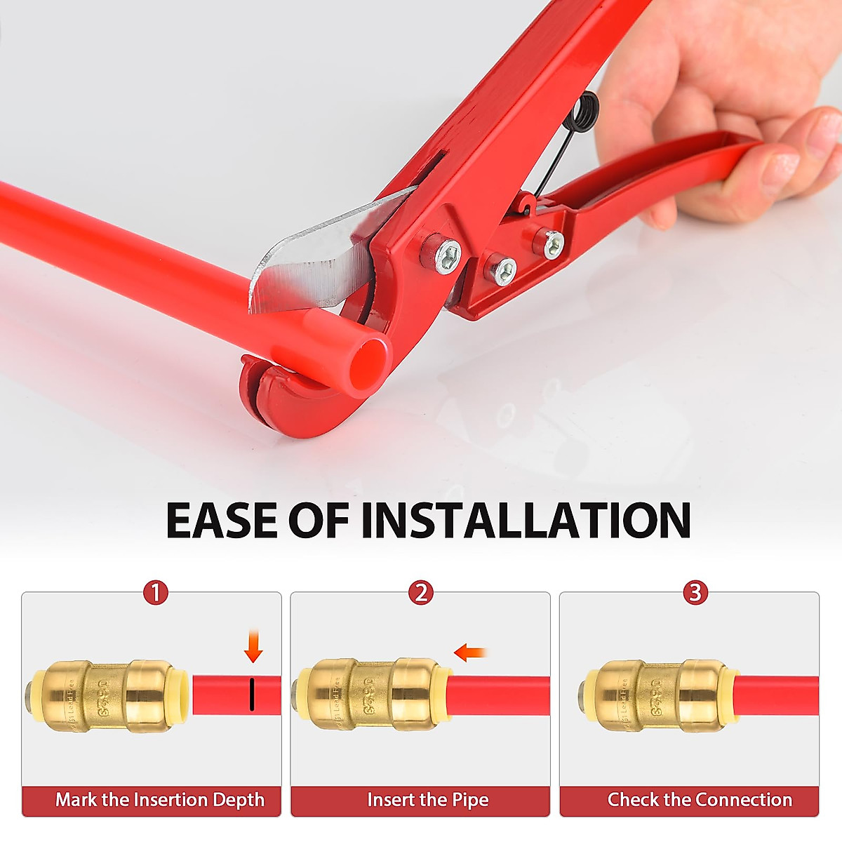 EFIELD 3/4 Inch Straight Coupling Push-Fit Fitting to Connect Pex, Copper, CPVC with a Disconnect Clip (Pack of 2)