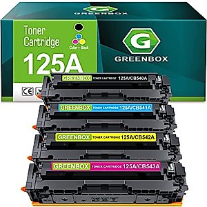 GREENBOX Compatible 125A High Yield Toner Cartridge Replacement for HP 125A CB540A CB541A CB542A CB543A for HP Color CM1312 MFP CM1312nfi CP1215 CP1515n CP1518ni Printer (4-Pack, KCMY)