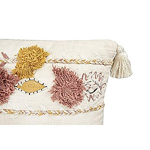 Creative Co-Op Creative Co-Op Cotton Embroidered Pillow with Tassels and Applique, Multicolor