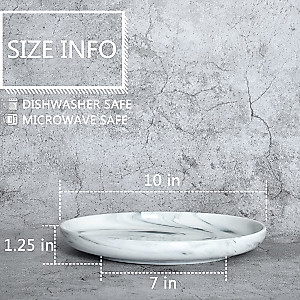 Bosmarlin Marbling Ceramic Rimmed Salad Plates, 8 inches, Set of 4 for Appetizer, Pasta, Dessert, Microwave and Dishwasher Safe (Grey, 8 in)