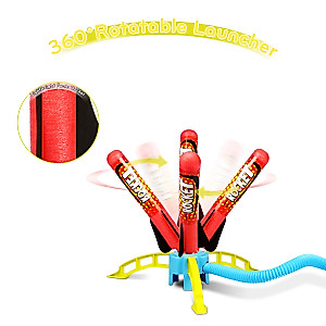 Duckura Jump Rocket Launcher for Kids with 5 Foam Rockets, Summer Outdoor Beach Toys Games Activities for Kids, Party Birthday Gifts Toys for Boys Girls Toddlers Ages 3 4 5 6 7 8+ Years Old