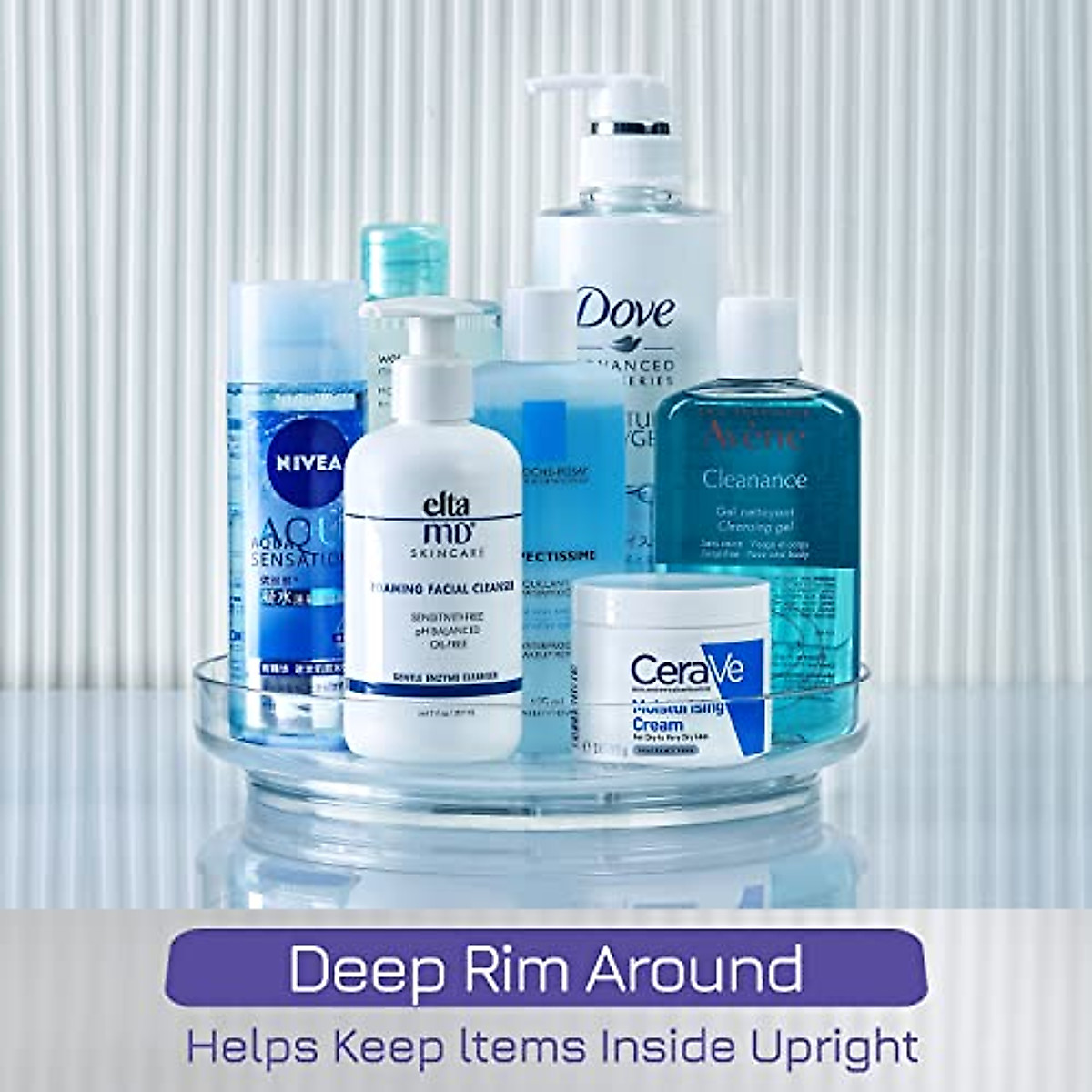 Set of 4, 9 Inch Clear Non-Skid Lazy Susan Organizers - Turntable Rack for Kitchen Cabinet, Pantry Organization and Storage, Fridge, Bathroom Closet, Vanity Countertop Makeup Organizing, Spice Rack