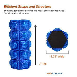 ProStretch Hexi Mini Travel Textured Foam Roller for Deep Tissue Muscle Massage and Myofascial Trigger Point Release