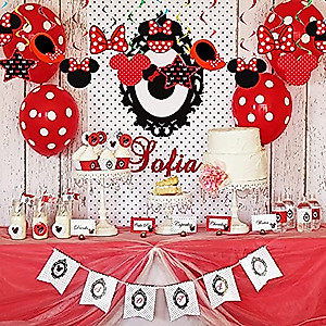 24CT Red Black Min Mouse Hanging Swirls Decorations,Red Mouse Hanging Swirls Ceiling Streamer Decor For Baby Shower Min Themed Mouse Birthday Party Decorations Supplies