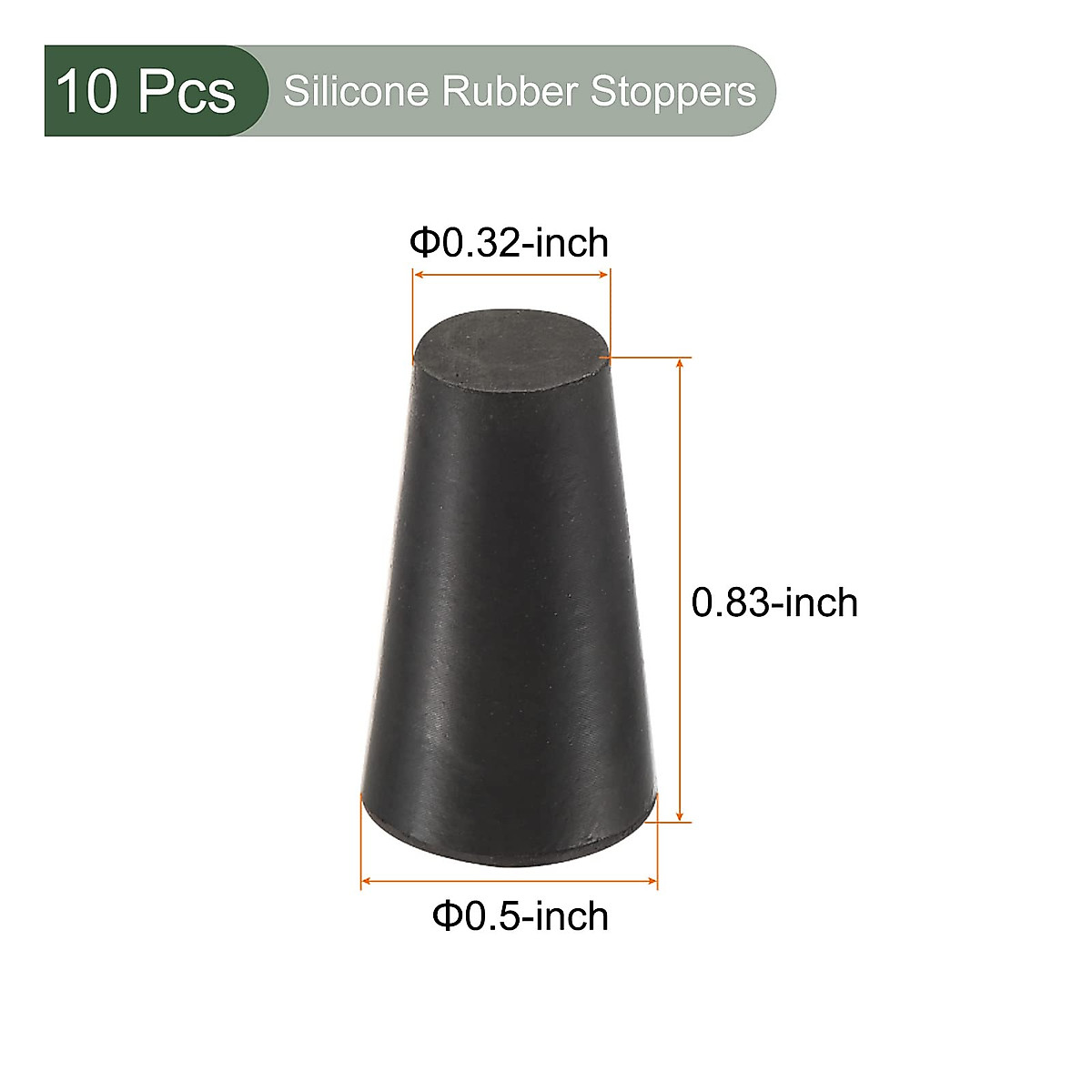 YOKIVE 10Pcs Rubber Stoppers, Tapered Plugs with High-Temperature Resistance | Protect Hole, Great for Lab Industry (Black, 8.2mm to 12.7mm)