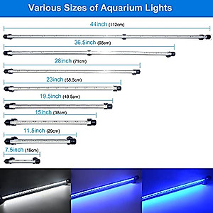 VARMHUS Submersible LED Aquarium Light,Fish Tank Light with Timer Auto On/Off Dimming Function,3 Light Modes Dimmable White-Blue,10 Brightness Levels Optional&3 Levels of timed Loop Function 7.5''