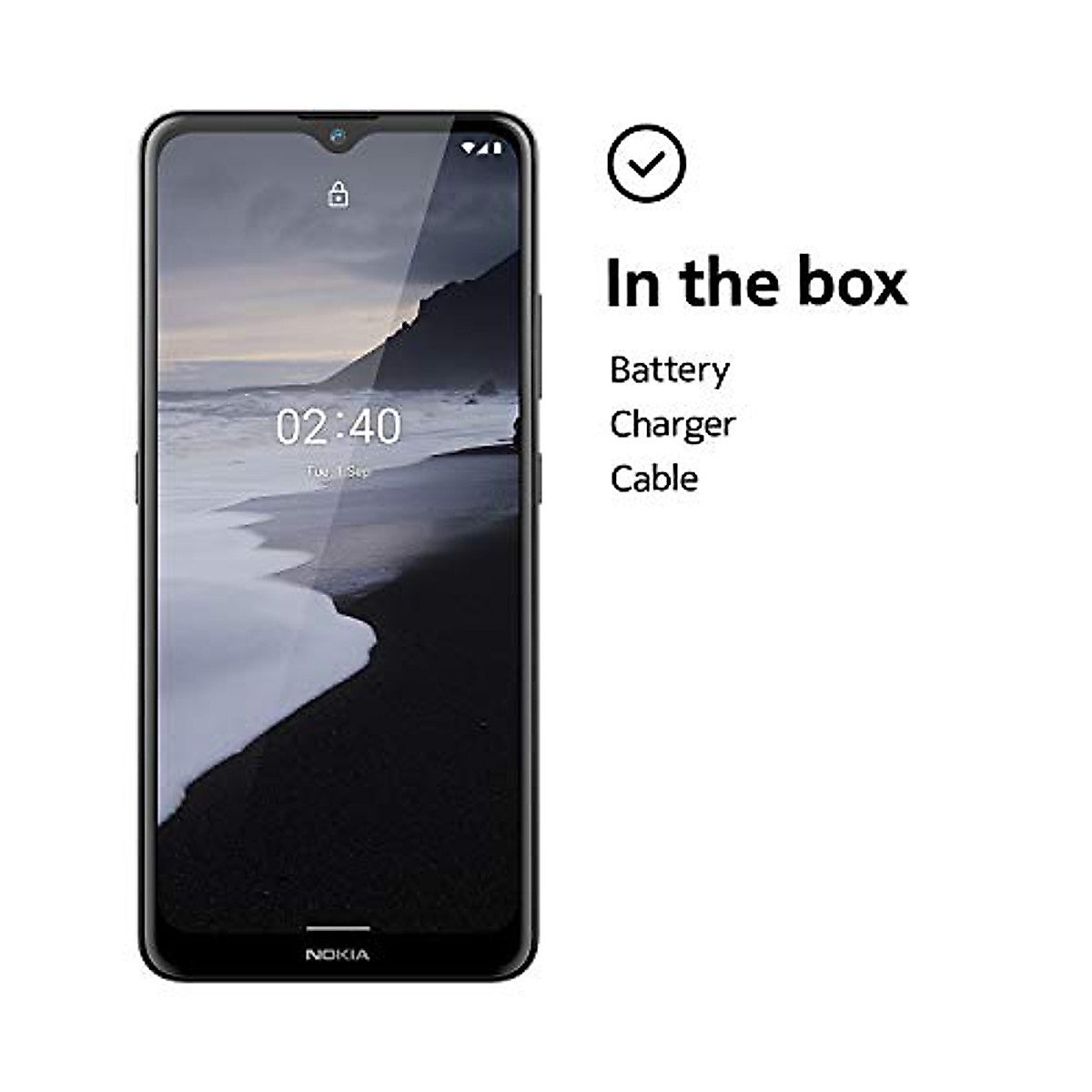 Nokia 2.4 | Android 10 | Unlocked Smartphone | 2-Day Battery | Dual SIM | 3/64 GB | 6.5-Inch Screen | Charcoal
