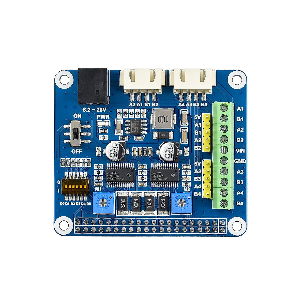 NGW-1pc Stepper Motor HAT Onboard Dual DRV8825 Motor Controller Drives Two Stepper Motors Up to 1/32 Microstepping Compatible with Raspberry Pi
