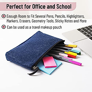 Mr. Pen- Pencil Case, 3 Pack, Blue, Felt Fabric Pencil Case, Pencil Pouch, Felt Pencil Case, Felt Pouch Small, Pen Bag, Pencil Pouch Small, Pen Case, School Supplies, Felt Pencil Bag, Pencil Case