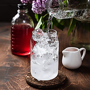 VEVELU 25 Pack Sublimation Glass Cups with Lids and Straws 16oz Clear Sublimation Glass Can Blanks Tumblers Glass Sublimation Cups with Bamboo Lid Drinking Juice Jars Beer Can Glass Iced Coffee Cups