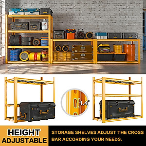 REIBII 40" W Garage Shelving 2240LBS Storage Shelves Heavy Duty Shelving 4-Tier Adjustable Metal Shelves for Storage Rack Industrial Utility Shelf for Garage Pantry Warehouse,40" W X59.5 HX19.5 D