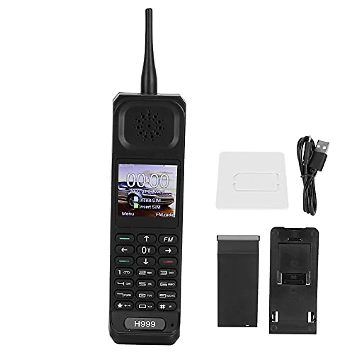 Diyeeni Classic Old Mobile Phone, 1.54in Screen Retro Mobile Phone, 2G Cell Phone for Elderly, 4800mAh Battery, Dual Card Dual Standby, Support Radio, Bluetooth, Vibration, Flashlight(Black)