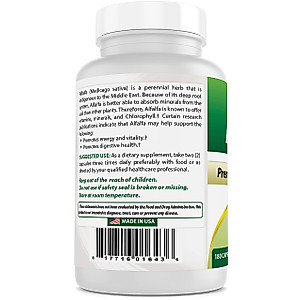 Best Naturals Alfalfa Green Super Food 500 mg 180 Capsules (180 Count (Pack of 1))