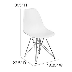 Flash Furniture 2 Pack Elon Series White Plastic Chair with Chrome Base