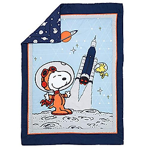 Bedtime Originals Astronaut Snoopy 4-Piece Navy/Blue Space Toddler Bedding Set