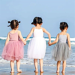 Niyage Baby Girls Spaghetti Strap Dress Princess Toddler Sleeveless Soft Tulle Tutu Sundress Pink 130