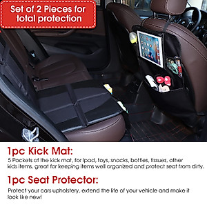 Kaiphy Car Seat Protector with Thick Padding + Backseat Car Organizer, XL Car booster protector for Child Baby Carseat, Waterproof & Durable 600D Fabric, Kick Mat Back Seat w/Storage Pockets