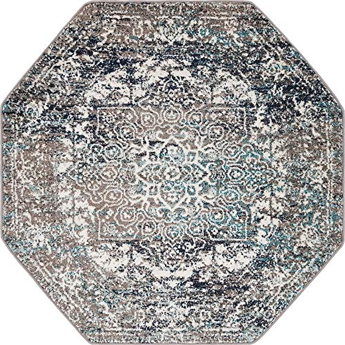 Rugs.com Arlington Collection Rug – 5 Ft Octagon Grey Medium-Pile Rug Perfect for Living Rooms, Kitchens, Entryways