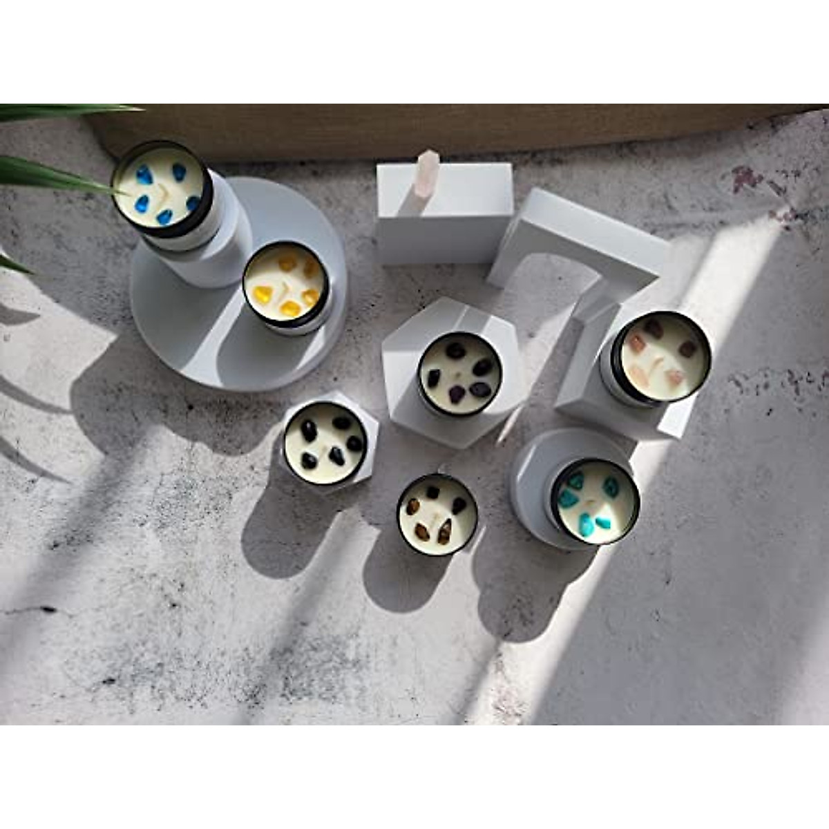 Lucir Store Healing Chakra Crystal Candles Set with a Surprise Chakra Crystal Wand | Set of 7 x Scented Candles with Crystals, Surprise Crystal Wand | E-Book Included