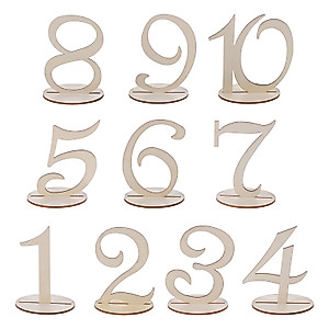 MECCANIXITY Wood Number Table Sign Holders Place Cards Rustic Wood Stands 1-10 4.1 x 3.9 x 0.1 Inch for Restaurant Party Decoration