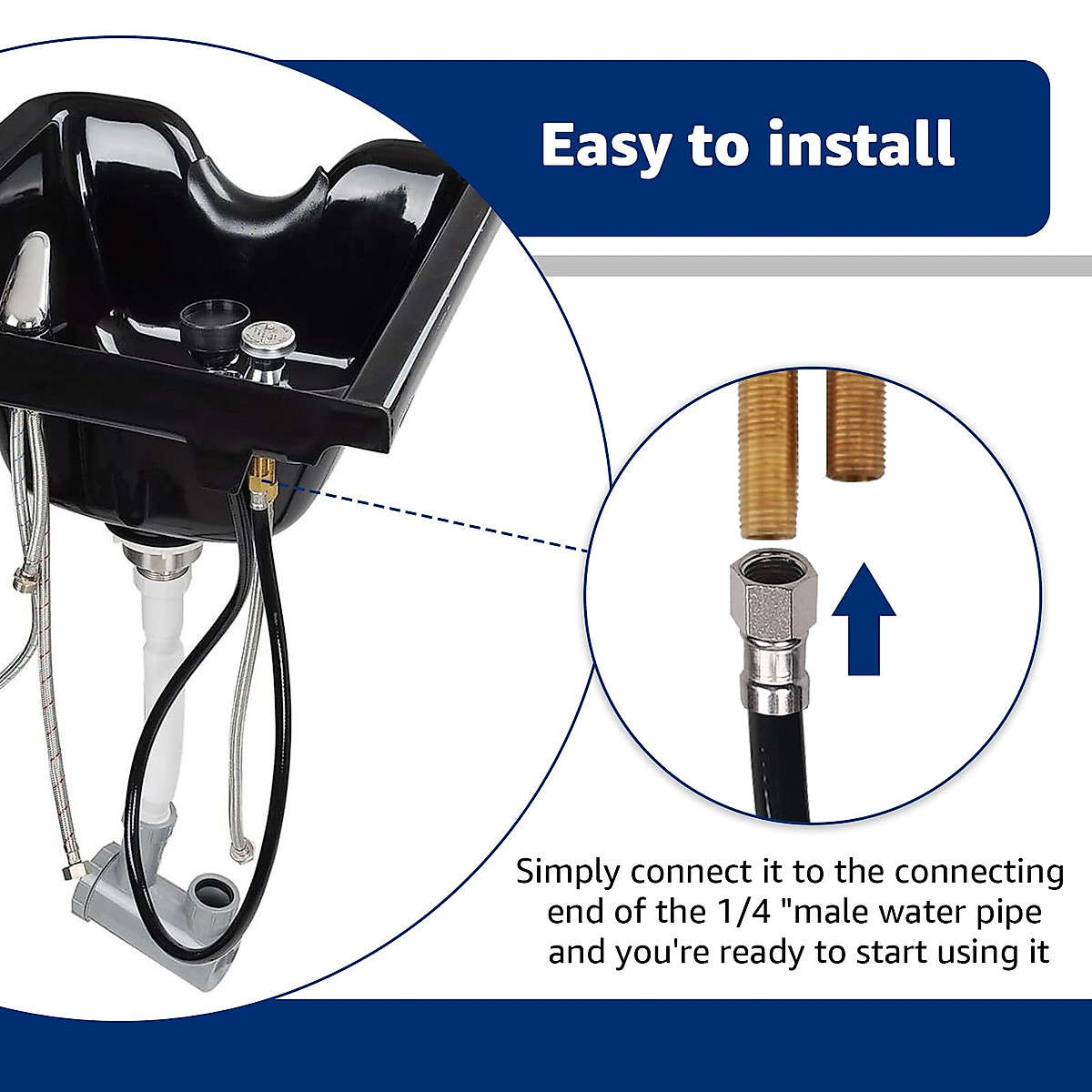 Aomitop Shampoo Bowl Sink Hose with Sprayer,Salon Spray Head Attachment for Shampoo Bowl Faucet Vacuum Breaker, Salons Sink, Barber Shop, Spa, 1/4" Thread