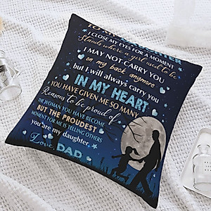 Dfaqehk Gifts for Daughter - Christmas Daughter Gifts from Dad - Father to Daughter Gift - Birthday Gifts for Daughter Adult - to My Daughter Xmas Graduation Gifts Throw Pillow Covers 18 x 18 Inch