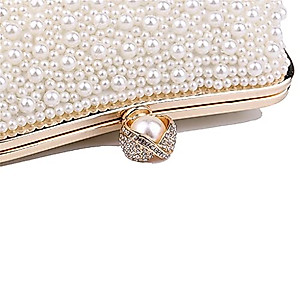MXIAOXIA Pearl Clutch Bags Women Purse Ladies White Hand Bags Evening Bags for Party Wedding Black Shoulder Bag (Color : D, Size