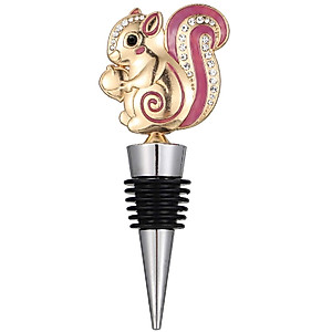 DOITOOL Alloy Wine Bottle Stopper Animal Squirrel Shaped Wine Pourer Reusable Beverage Plug Cap Champagne Saver for Easter Wedding Bar Party