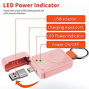 Portable Wireless Charger for Apple Watch,HUOTO iWatch Charger 1400mAh Smart Keychain Power Bank,Portable Magnetic iWatch Charger for Apple Watch Series 9/8/7/6/SE/5/4/3/2/1/UItra/UItra 2