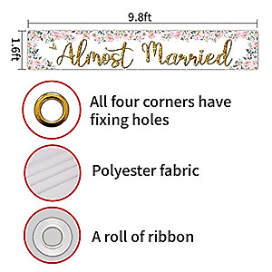 Almost Married Large Banner Sign,Wedding Rehearsal Dinner Decorations Supplies,Engagement Sign Celebrations Party Decor Supplies 9.8 x 1.6 Ft