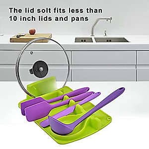 TATBOOMU Silicone Spoon Rest 3 in 1 Larger Size Silicone Spoon Holder for Stove Top,Upgraded Utensil Rest with Drip Pad for Multiple Utensils,Pot lid holder,Easy to Clean (Green)