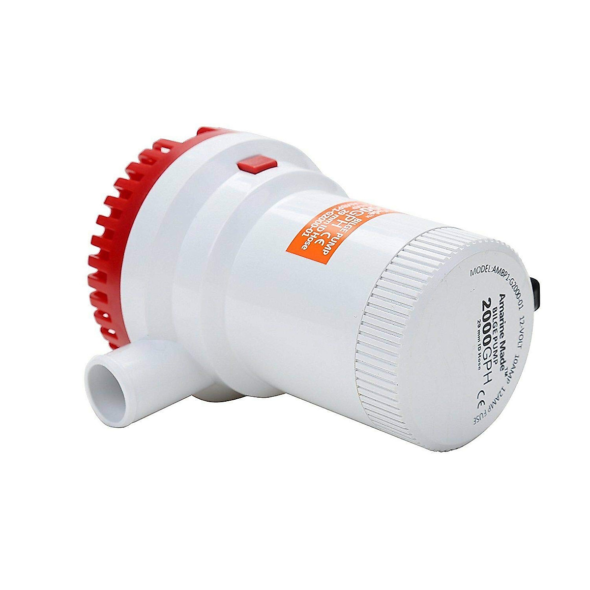 Amarine Made Non Automatic Bilge Pump for Boats 2000 GPH Submersible Pump 12V Boat Marine Plumbing Electric with Hose ID 29mm 1-1/8 Outlet 8.5A White