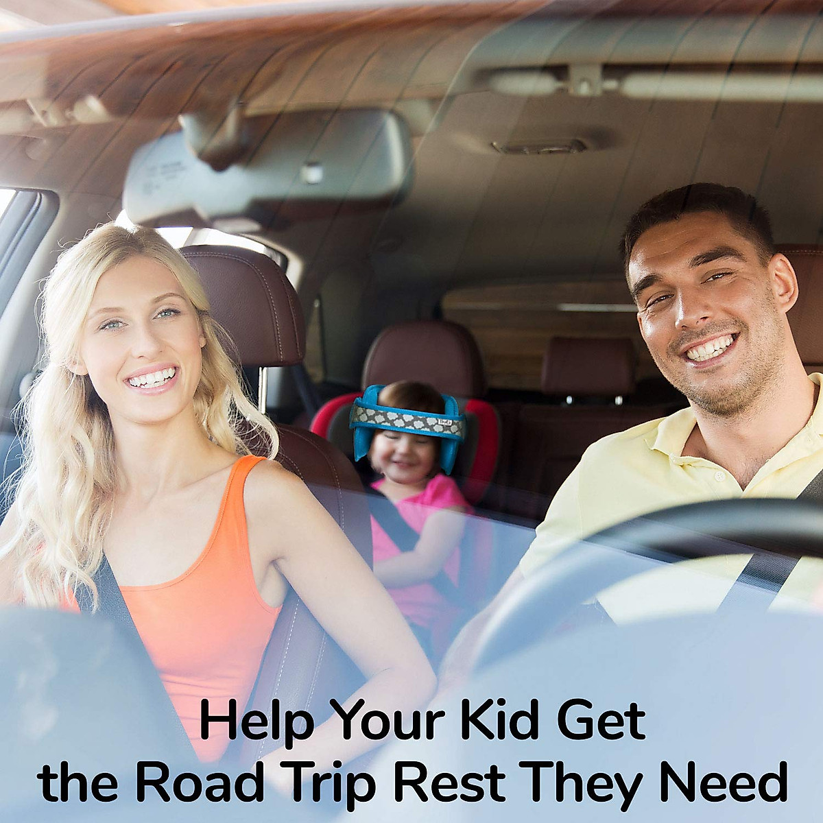 NAPUP Kids Head Holder for Car Seat – Adjustable Polyester Carseat Head Support for Toddler (Light Blue)