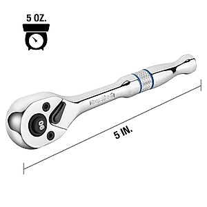 DURATECH 1/4-Inch Drive Ratchet, 90-Tooth Quick-release Ratchet Wrench, Reversible, Chrome Alloy Made, Full Polished, Gifts for Men Gifts for Women gifts for dad